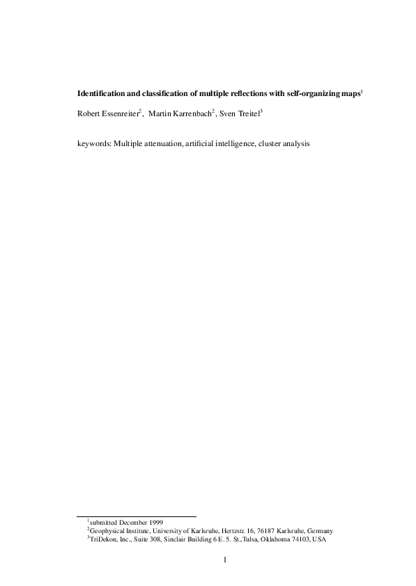 (PDF) Identification and classification of multiple reflections with self-organizing maps