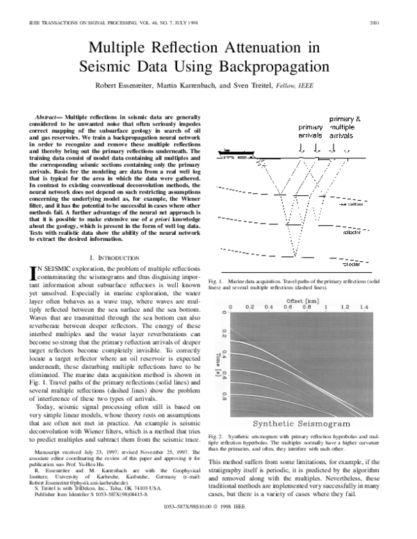 Pdf Multiple Reflection Attenuation In Seismic Data Using Backpropagation