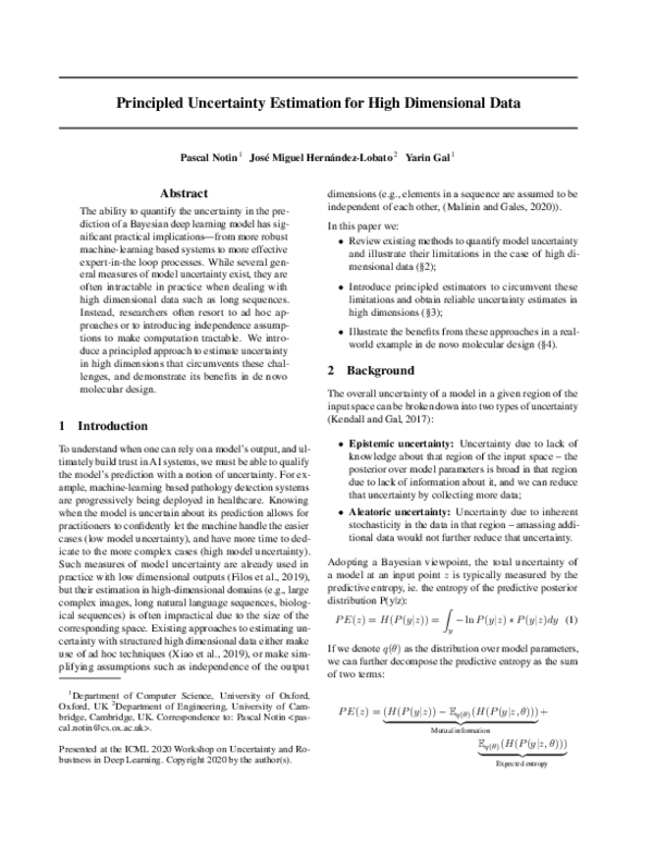 (PDF) Principled Uncertainty Estimation for High Dimensional Data