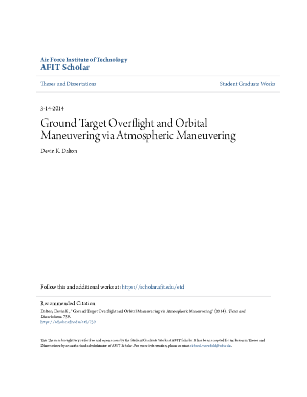 (PDF) Ground Target Overflight and Orbital Maneuvering via Atmospheric ...
