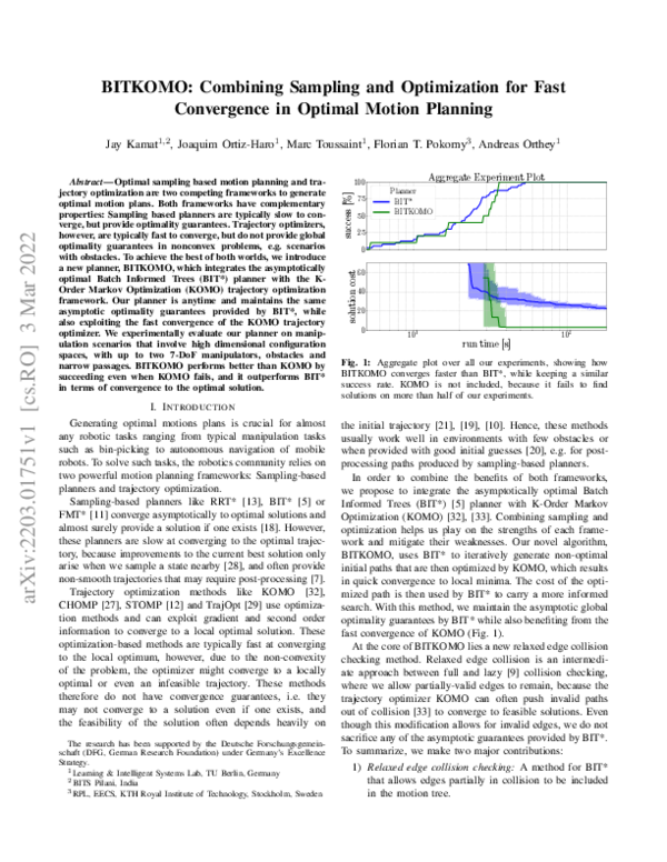 (PDF) BITKOMO: Combining Sampling and Optimization for Fast Convergence in Optimal Motion Planning