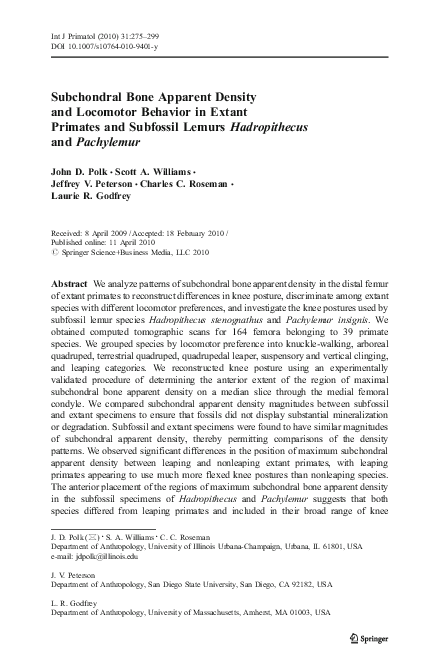 (PDF) Subchondral Bone Apparent Density and Locomotor Behavior in ...