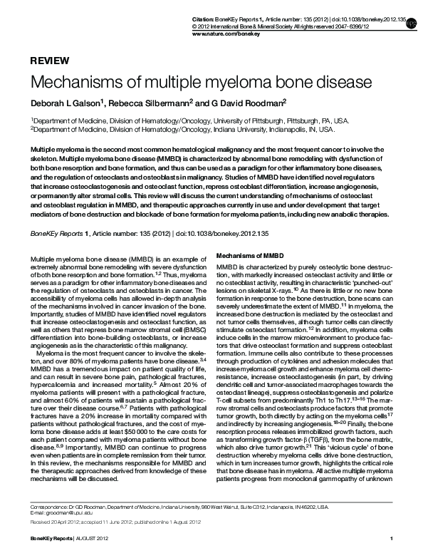(PDF) Mechanisms of multiple myeloma bone disease | David Roodman ...