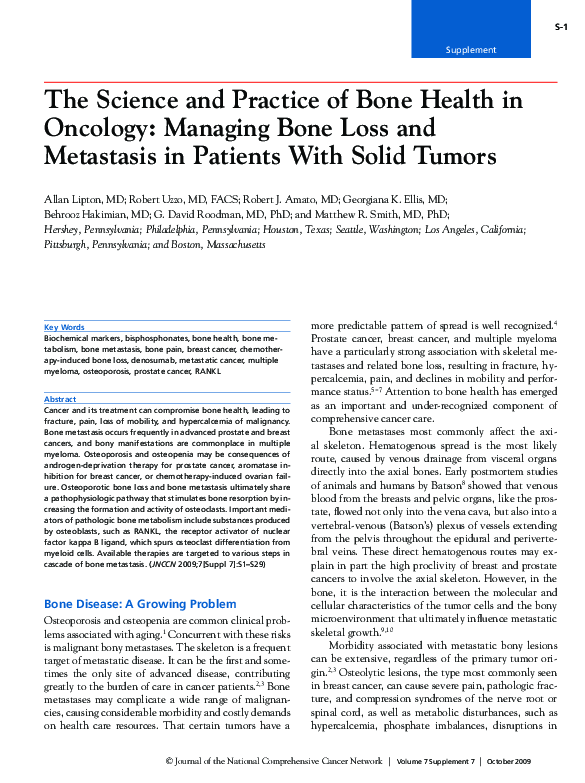 (PDF) The Science and Practice of Bone Health in Oncology: Managing ...