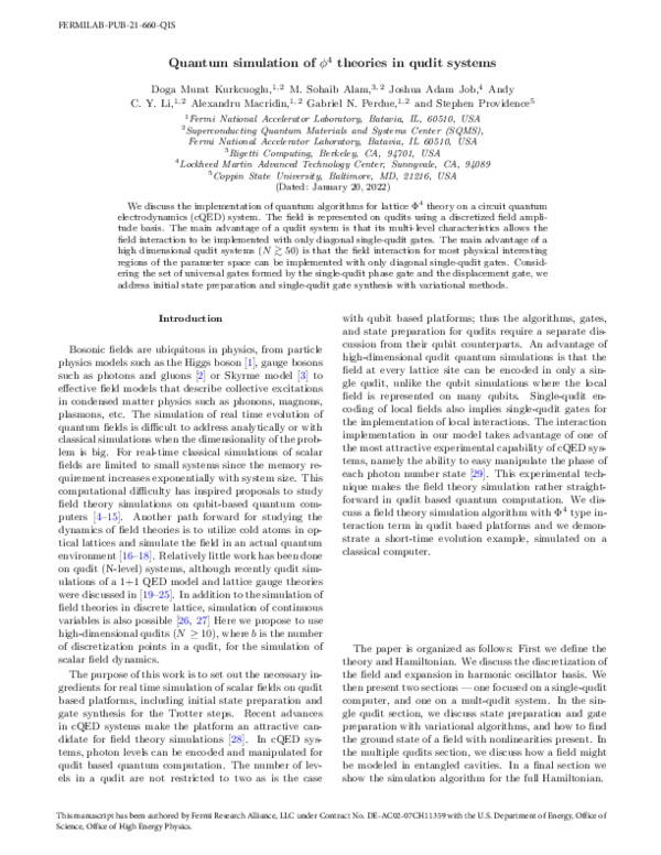 (PDF) Quantum simulation of φ theories in qudit systems