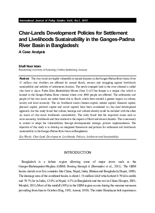 (PDF) Char-Lands Development Policies for Settlement and Livelihoods ...