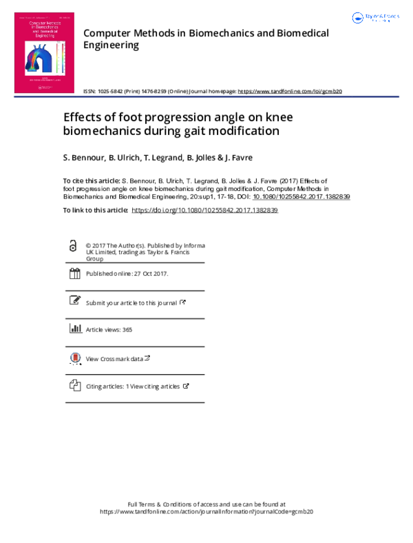 Pdf Effects Of Foot Progression Angle On Knee Biomechanics During