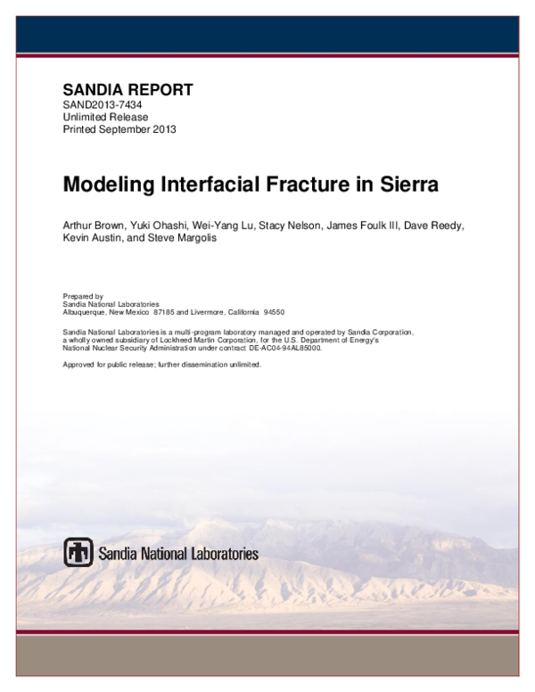 (PDF) Modeling interfacial fracture in Sierra