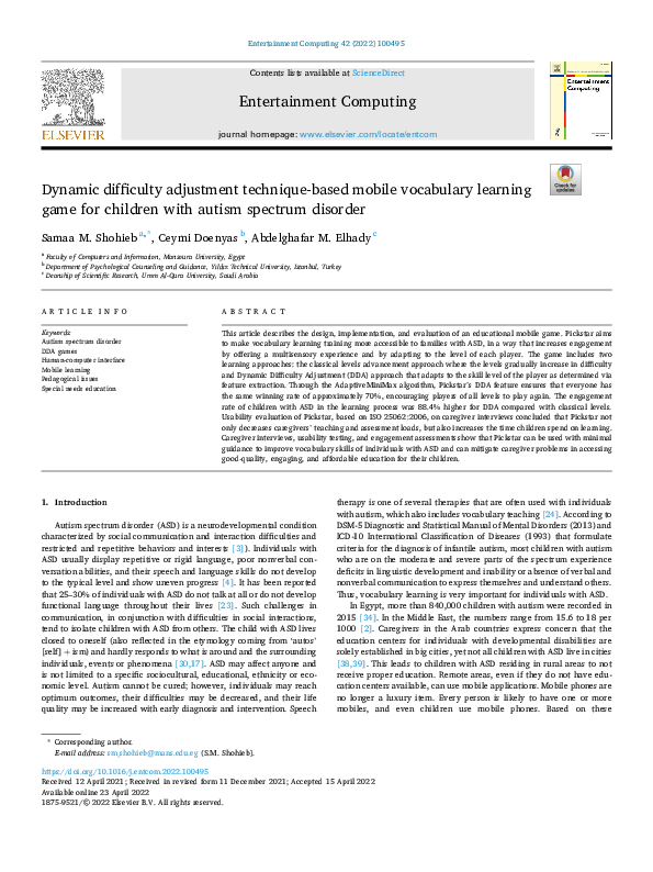 (PDF) Dynamic difficulty adjustment technique-based mobile vocabulary ...