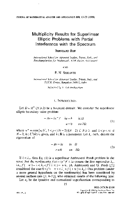 (PDF) Multiplicity results for superlinear elliptic problems with partial interference with the ...