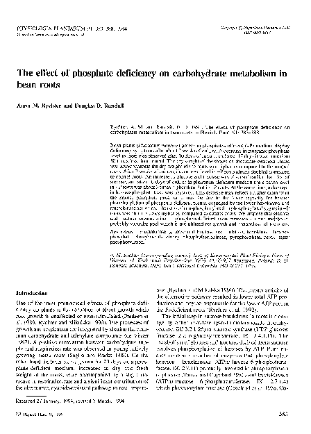 (PDF) The effect of phosphate deficiency on carbohydrate metabolism in ...