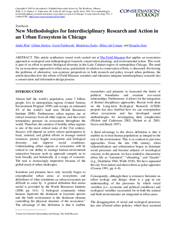 (PDF) New Methodologies for Interdisciplinary Research and Action in an ...