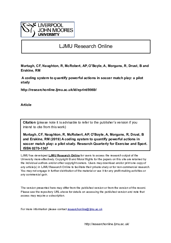 (PDF) A Coding System to Quantify Powerful Actions in Soccer Match Play ...