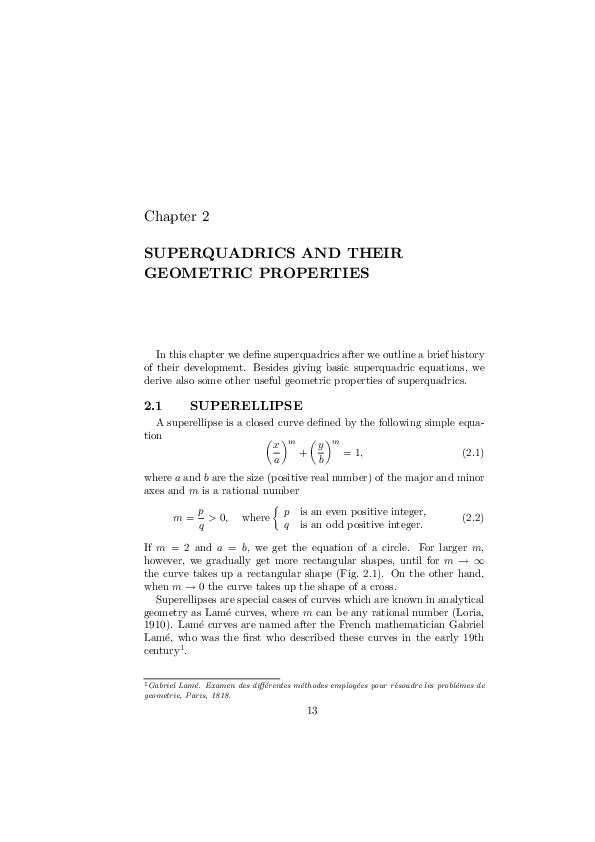 (PDF) Superquadrics and Their Geometric Properties