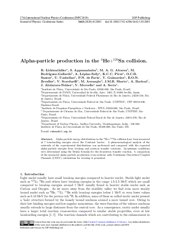 (PDF) Alpha-particle production in the 6He+120Sn collision | V ...