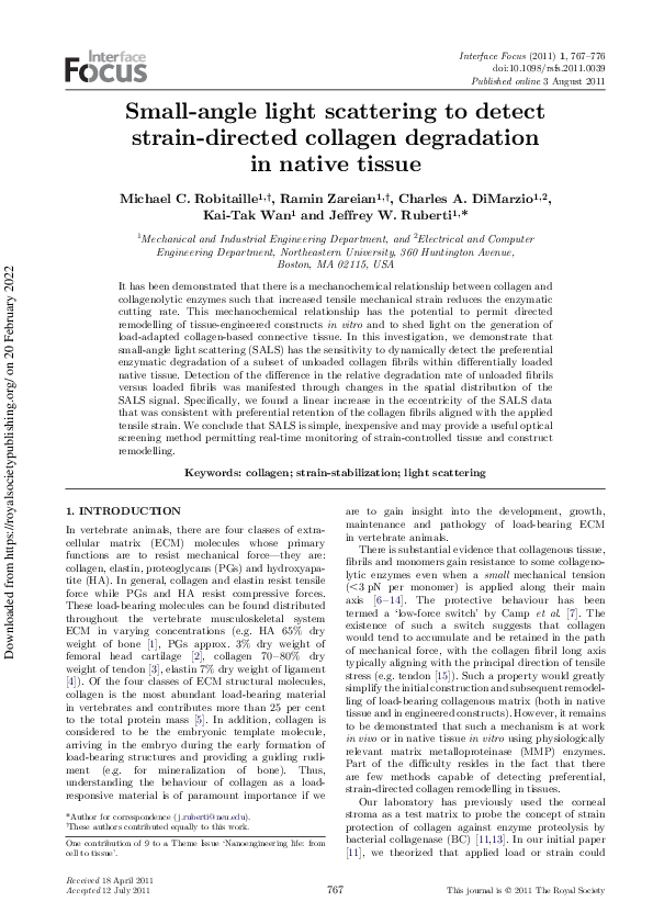 (PDF) Small-angle light scattering to detect strain-directed collagen ...