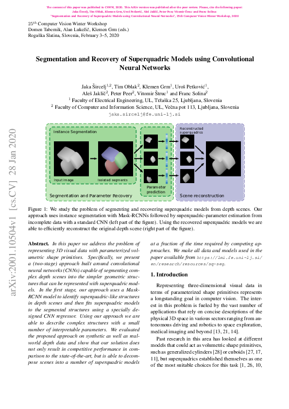 (PDF) Segmentation and Recovery of Superquadric Models using Convolutional Neural Networks