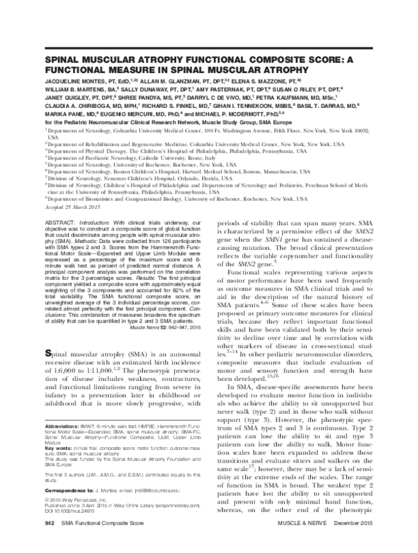 (PDF) Spinal muscular atrophy functional composite score: A functional ...