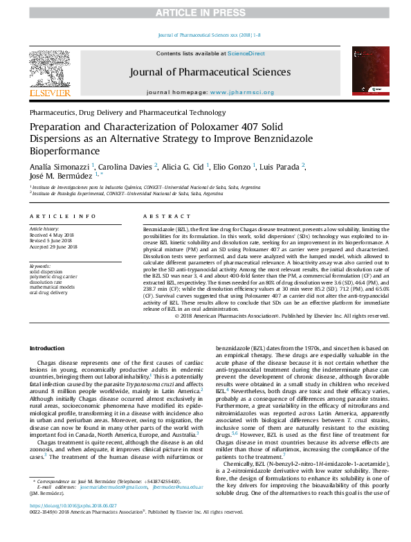 (PDF) Preparation and characterization of Poloxamer 407 solid ...