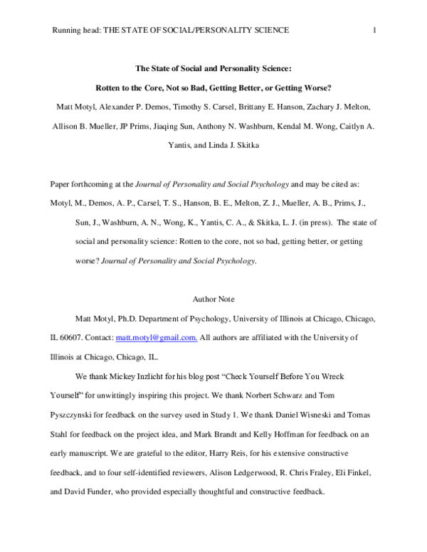 (PDF) Status of our Science