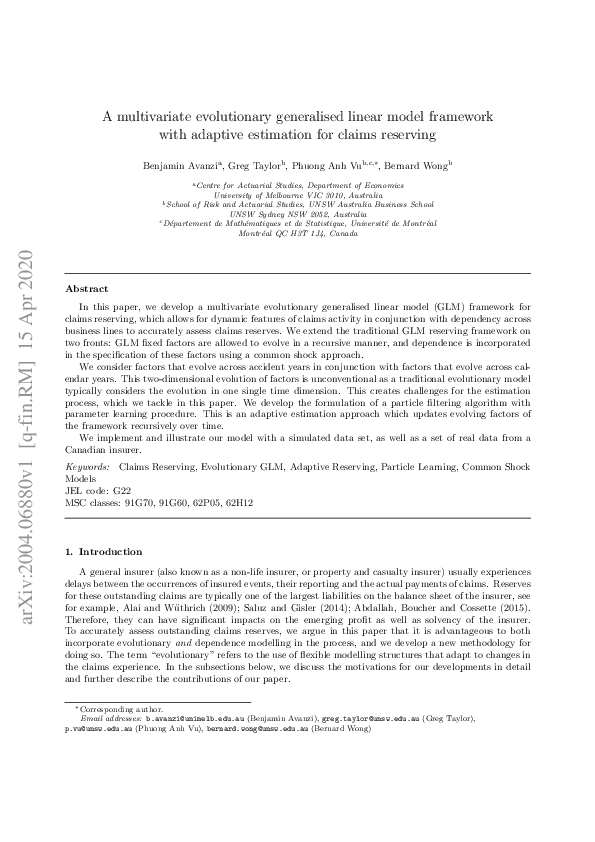 Pdf A Multivariate Evolutionary Generalised Linear Model Framework With Adaptive Estimation