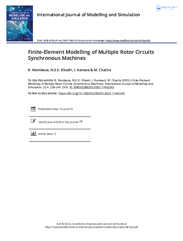 (PDF) Finite-Element Modelling of Multiple Rotor Circuits Synchronous Machines