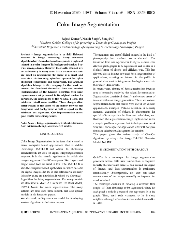 (PDF) Color Image Segmentation