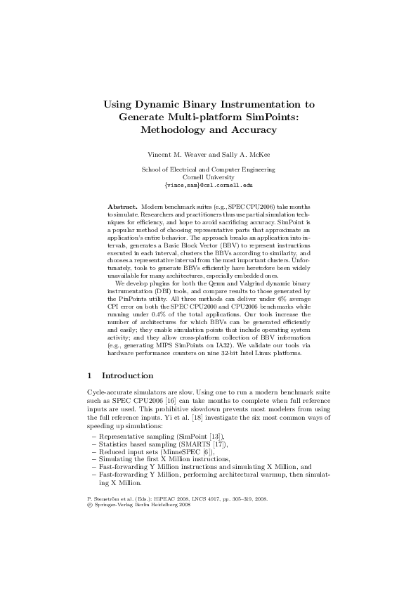 (PDF) Using Dynamic Binary Instrumentation to Generate Multi-platform SimPoints: Methodology and ...