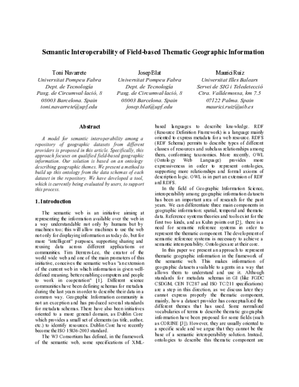 (PDF) Semantic interoperability of field-based thematic geographic information