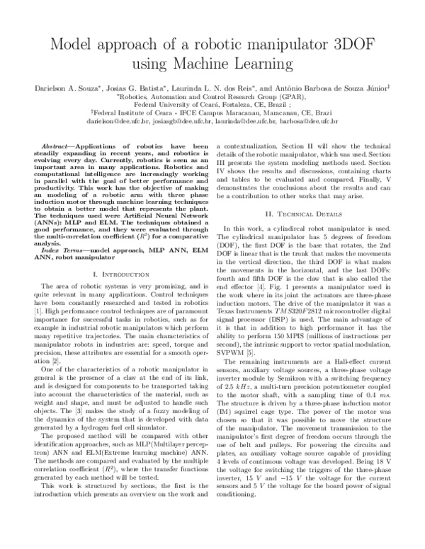 (PDF) Model approach of a robotic manipulator 3DOF using Machine Learning
