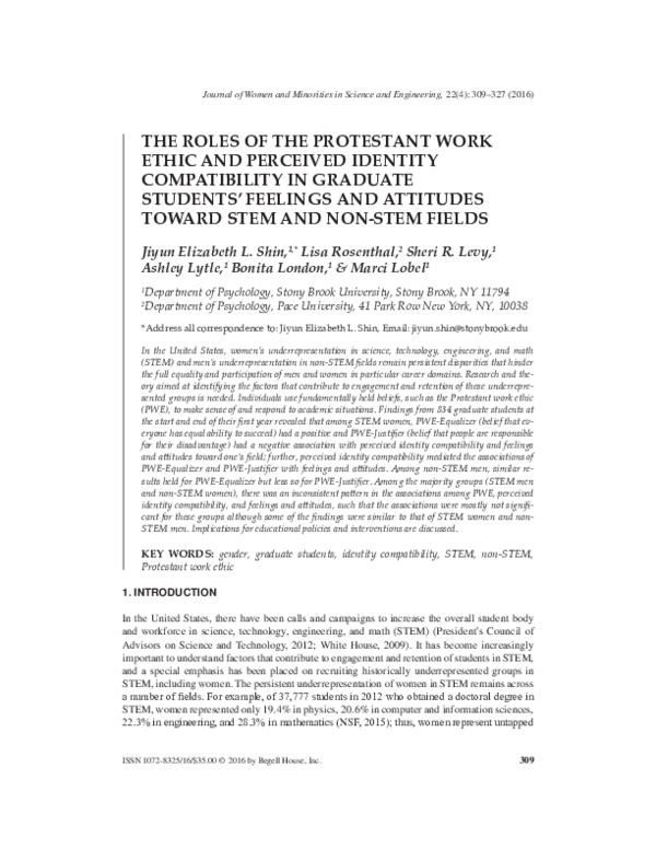 (PDF) The Roles of the Protestant Work Ethic and Perceived Identity ...