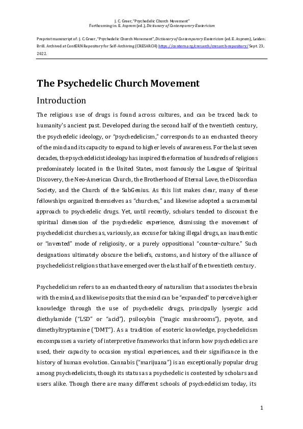 (PDF) Greer Psychedelic Churches