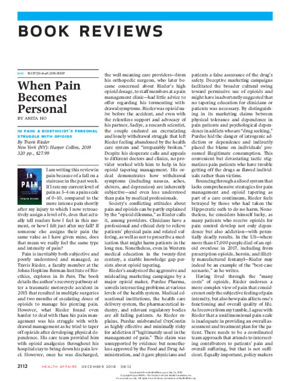 (PDF) When Pain Becomes Personal