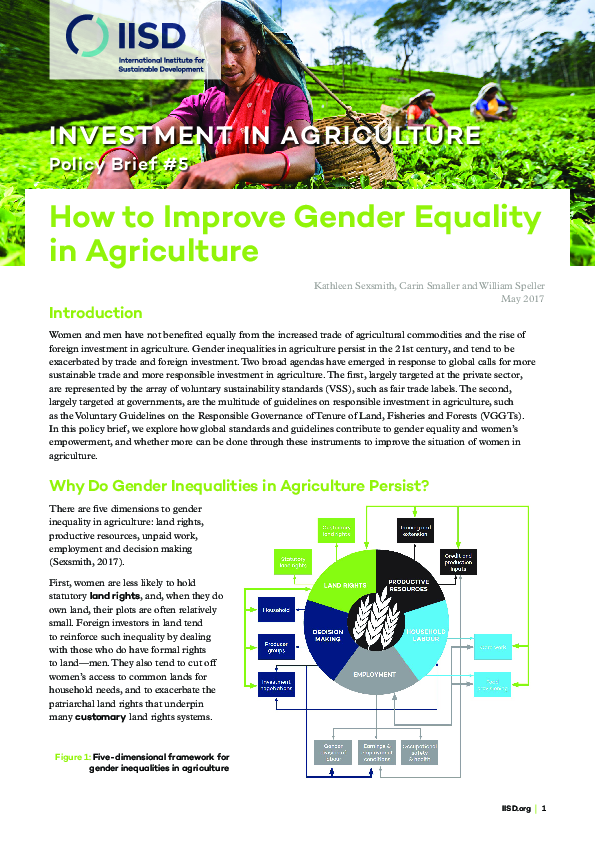 (PDF) How to Improve Gender Equality in Agriculture | Kathleen Sexsmith ...