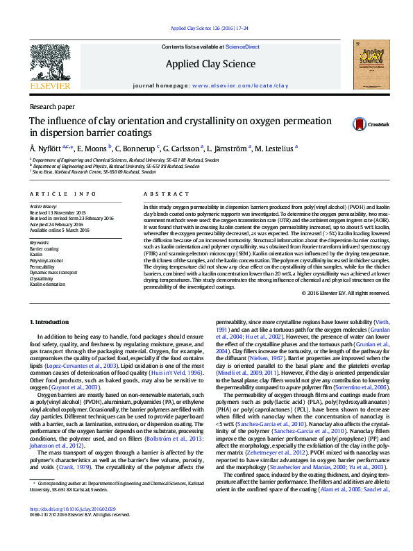 (PDF) The influence of clay orientation and crystallinity on oxygen ...