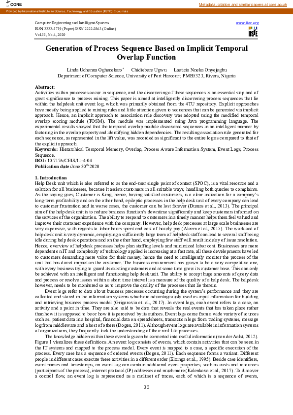 Pdf Generation Of Process Sequence Based On Implicit Temporal Overlap