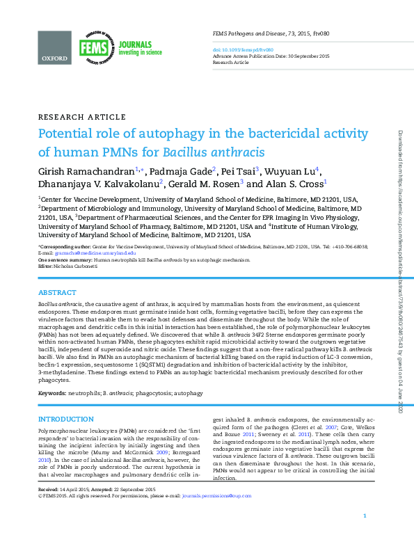 (PDF) Potential role of autophagy in the bactericidal activity of human ...