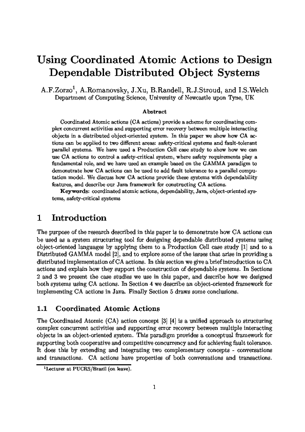 Pdf Using Co Ordinated Atomic Actions To Design Dependable