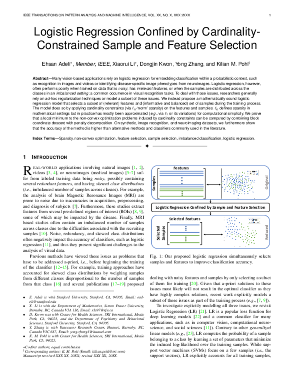 (PDF) Logistic Regression Confined by Cardinality-Constrained Sample and Feature Selection