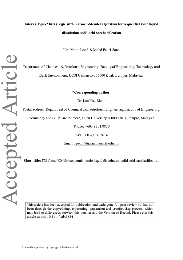 (PDF) Type-2 Fuzzy Logic for Ionic Liquid Saccharification