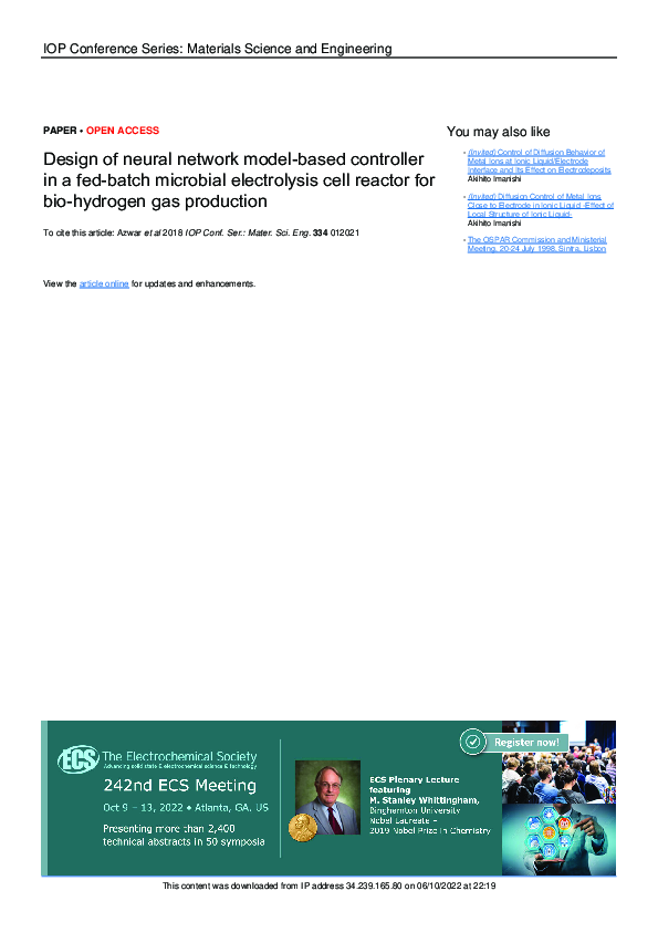 (PDF) Design of neural network model-based controller in a fed-batch microbial electrolysis cell ...