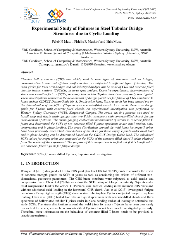 (PDF) Experimental Study of Failures in Steel Tubular Bridge Structures ...