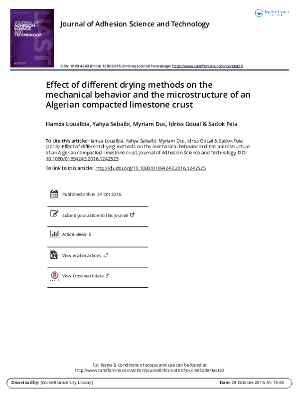 (PDF) Effect of different drying methods on the mechanical behavior and the microstructure of an ...