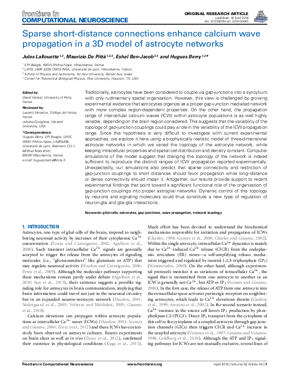 (PDF) Sparse short-distance connections enhance calcium wave ...