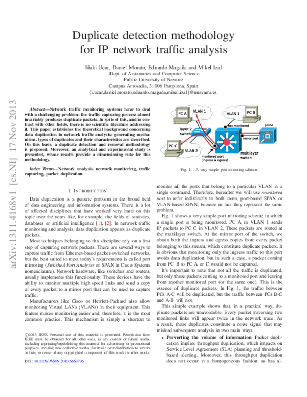 Pdf Duplicate Detection Methodology For Ip Network Traffic Analysis