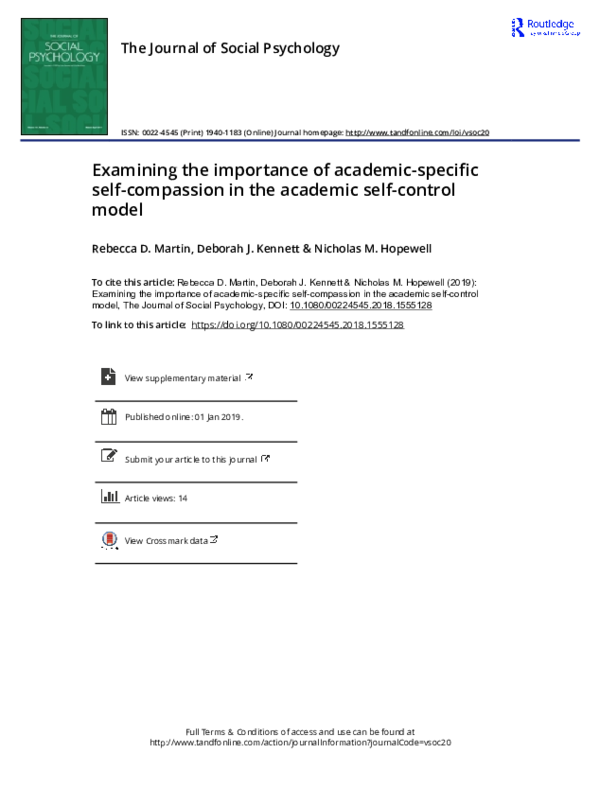 (PDF) Examining the importance of academic-specific self-compassion in ...