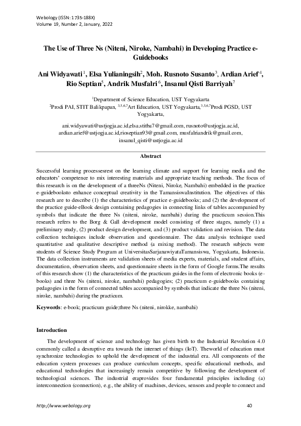(PDF) The Use of Three Ns (Niteni, Niroke, Nambahi) in Developing ...