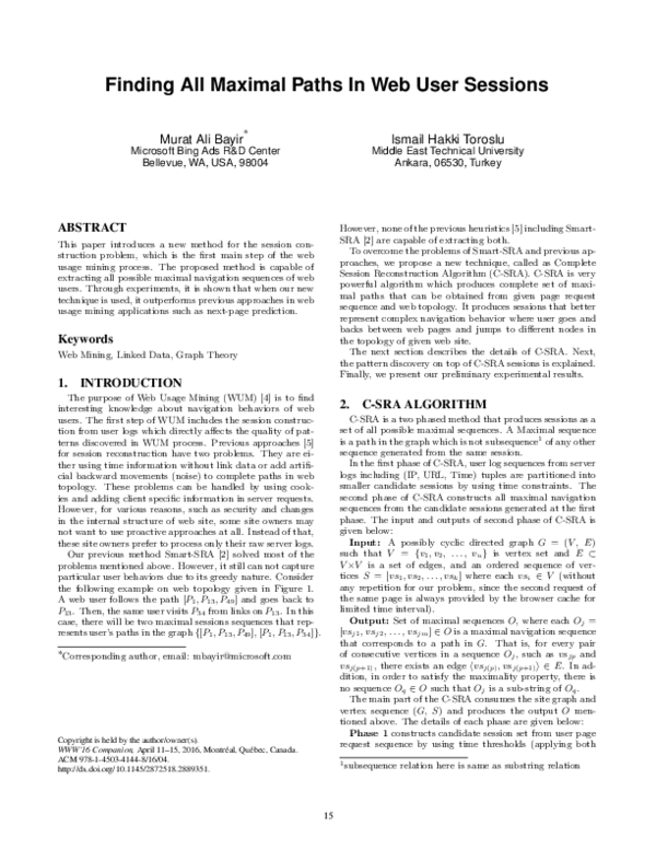 Pdf Finding All Maximal Paths In Web User Sessions 6295
