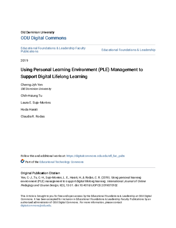 (PDF) Using Personal Learning Environment (PLE) Management to Support ...