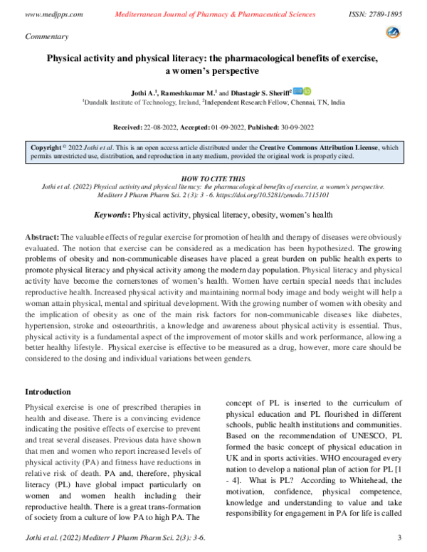 (PDF) Physical activity and physical literacy: the pharmacological ...